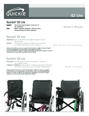 Fillable Online Quickie 2 Lite Ultralight WheelchairUltralight FoldingQUICKIE 2 Folding ...