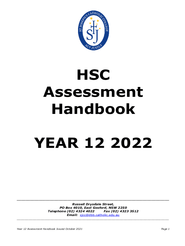 Fillable Online sjcc nsw edu HSC Assessment Handbook YEAR 12 2022 - St ...