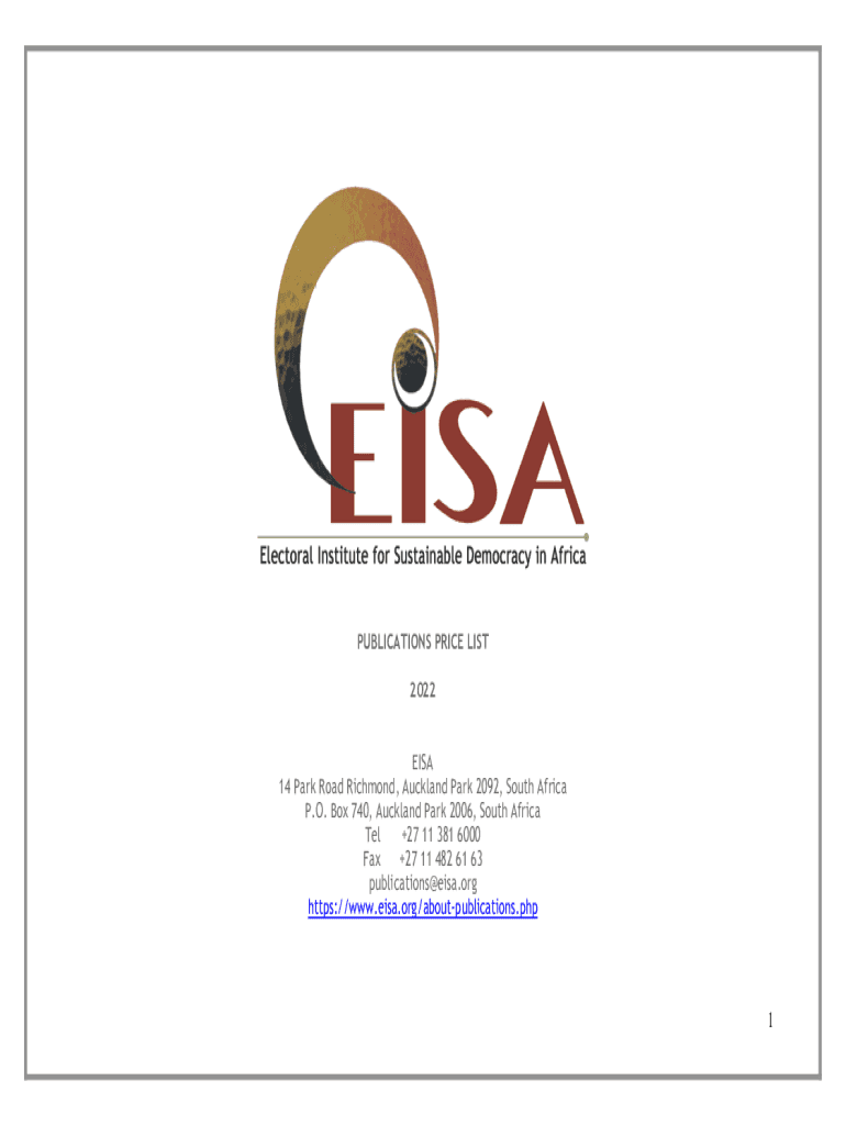 Fillable Online Electoral Institute for Sustainable Democracy in Africa (EISA) Fax Email Print ...