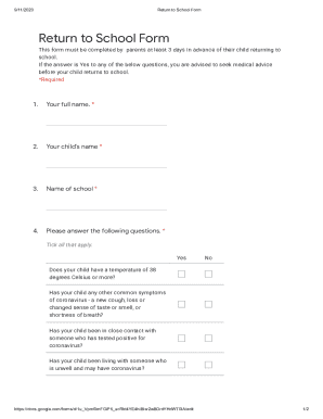 Fillable Online Return to School Form Fax Email Print - pdfFiller