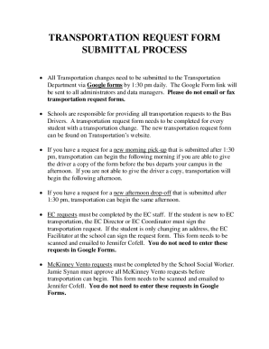 Fillable Online TRANSPORTATION REQUEST FORM SUBMITTAL PROCESS Fax Email ...
