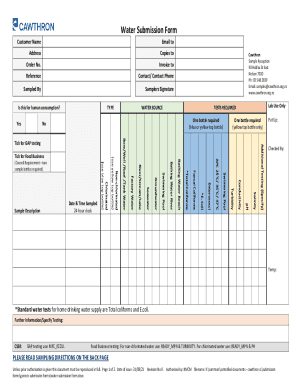 Fillable Online Water Submission Form. Submission form for generic ...
