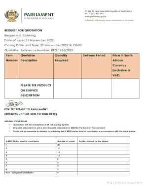 Fillable Online REQUEST FOR QUOTATION: CATERING SERVICES (SPECIFICATION BELOW) Fax Email Print ...
