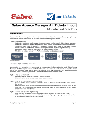 Fillable Online Sabre Agency Manager Air Tickets Integration - Guide ...