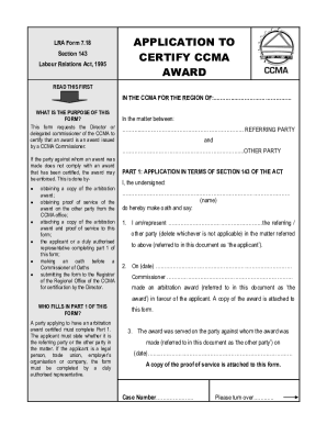 Fillable Online ccma org LRA 7.18 Form - Application to certify CCMA ...