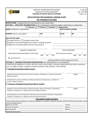 Fillable Online Transportation Cabinet - Department of Vehicle ...