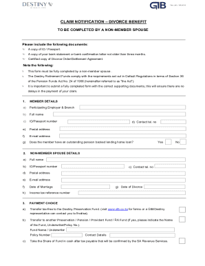 Fillable Online Required Documents To Lodge A GEPF Divorce Claim ...