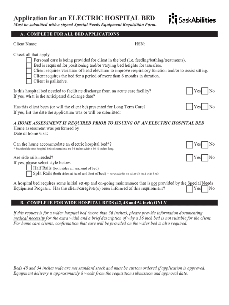 Fillable Online Hospital Bed Criteria Form 2022 Fillable ...