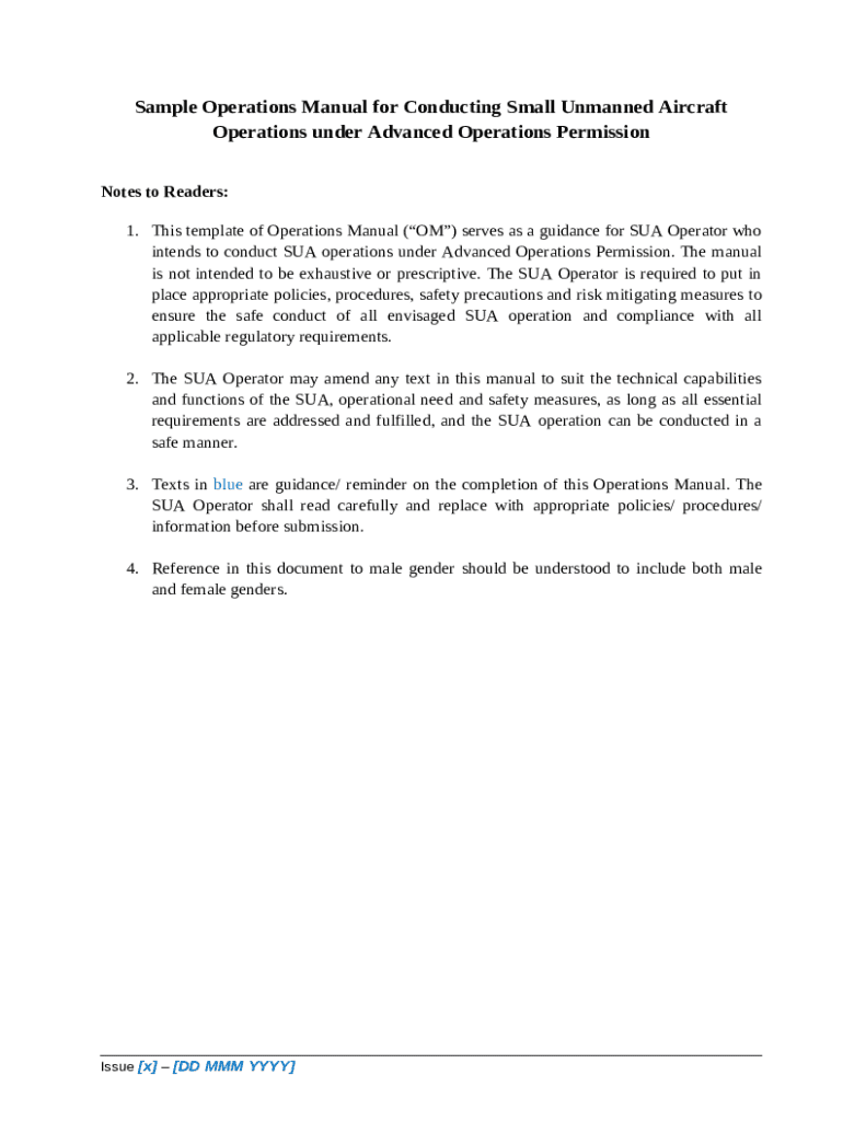 Flight Operations Manual for Small Unmanned Aircraft SystemSample ...