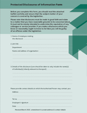 Fillable Online Explanatory leaflet and form to make a protected ...