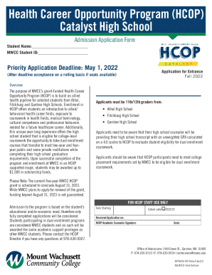 Fillable Online Health Career Opportunity Program (HCOP) Catalyst High ...