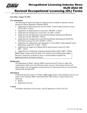 Fillable Online OLIN 2022-06 Revised Occupational Licensing (OL) Forms ...