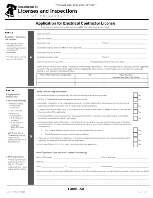 Fillable Online Application for Electrical Contractor License Fax Email ...
