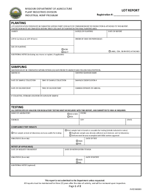 Fillable Online LOT REPORT PLANTING SAMPLING TESTING Fax Email Print ...