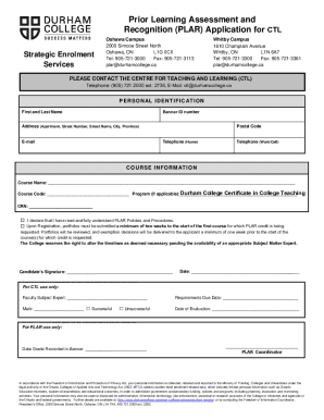 Fillable Online Prior learning assessment and recognition (PLAR)Prior ...