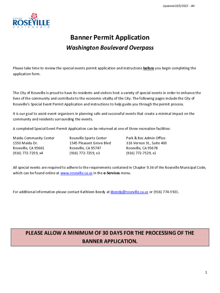 Fillable Online Banner Permit Application - CivicLive Fax Email Print ...