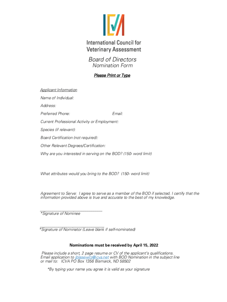 Fillable Online Board Nomination Form TemplateJotform Fax Email Print ...