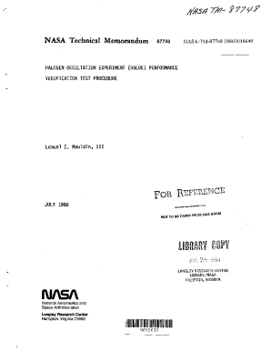 Fillable Online ntrs nasa Appendix I: Verification and Validation Plan ...