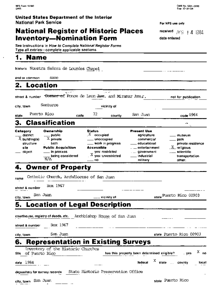 Fillable Online NPS Form 10-900 OMB No. 10240018 nil-; , 1 - National ...