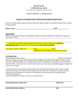 Fillable Online Consent to Treat Minor Without Parent.doc Fax Email Print - pdfFiller