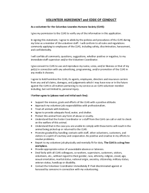 Fillable Online Volunteer Code of Conduct - American Cancer SocietyFree ...