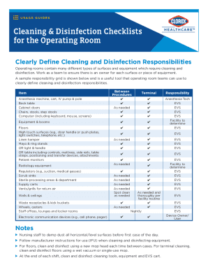 Fillable Online Cleaning & Disinfecting Checklists for the Operating ...