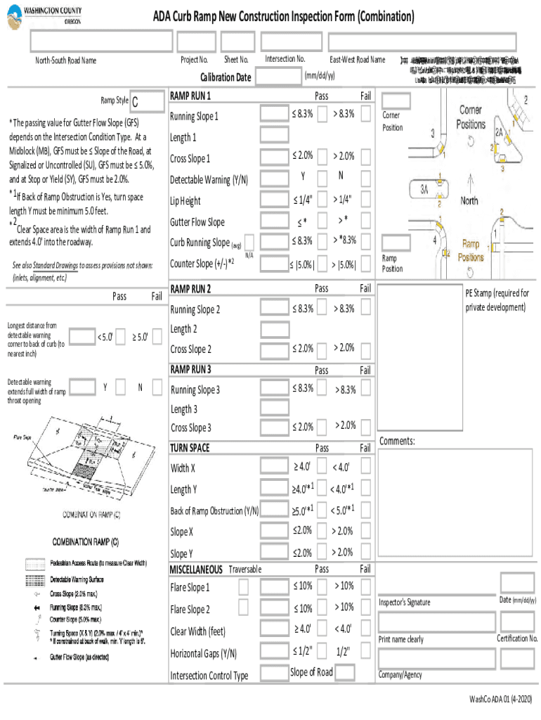 Fillable Online prod.oregon.govodotFormsADA Curb Ramp Inspection Form ...