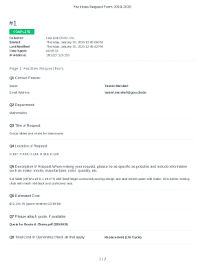 Fillable Online Facilities Request Form 2019-2020 1 / 2 Fax Email Print ...