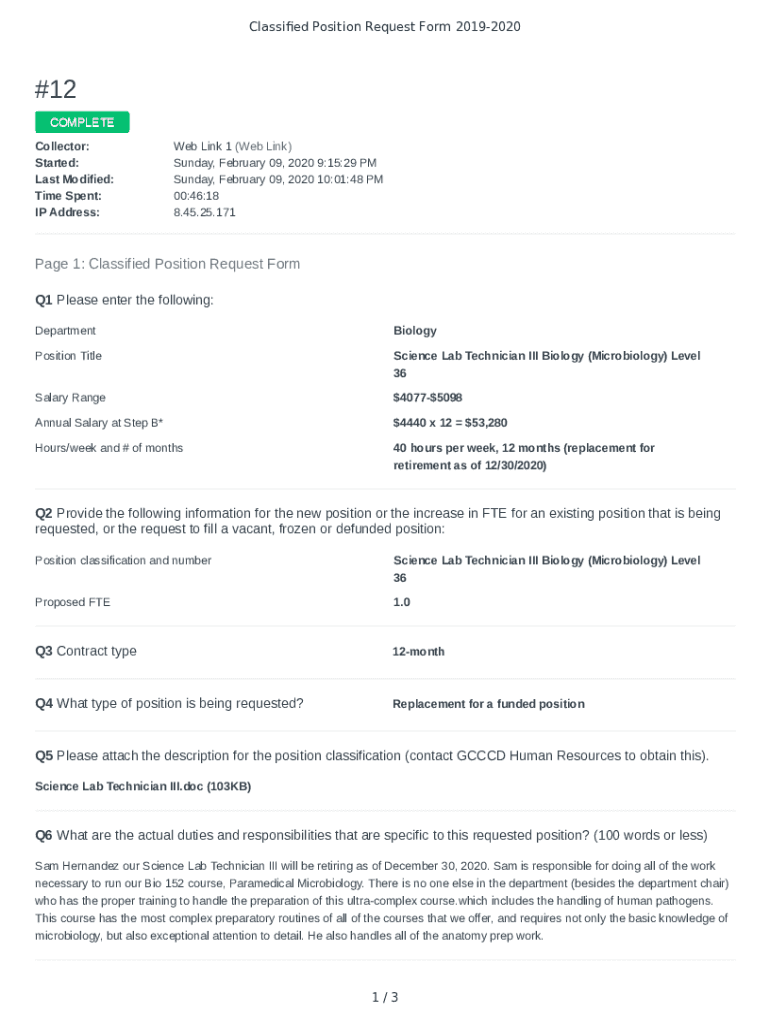 Fillable Online Science Lab Technician III Biology (Microbiology) Level Fax Email Print - pdfFiller