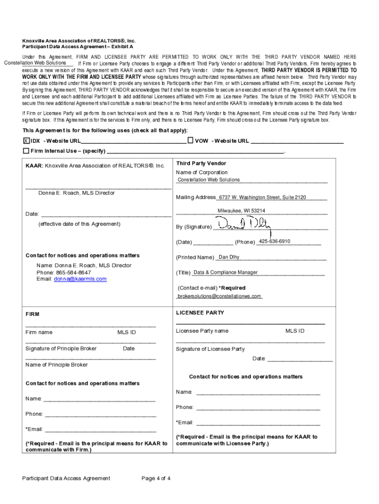 Fillable Online Participant Data Access Agreement Page 1 of 4 Knoxville ...