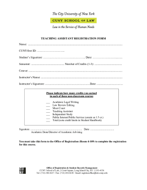 Fillable Online Teaching Assistant Registration Form Fax Email Print ...