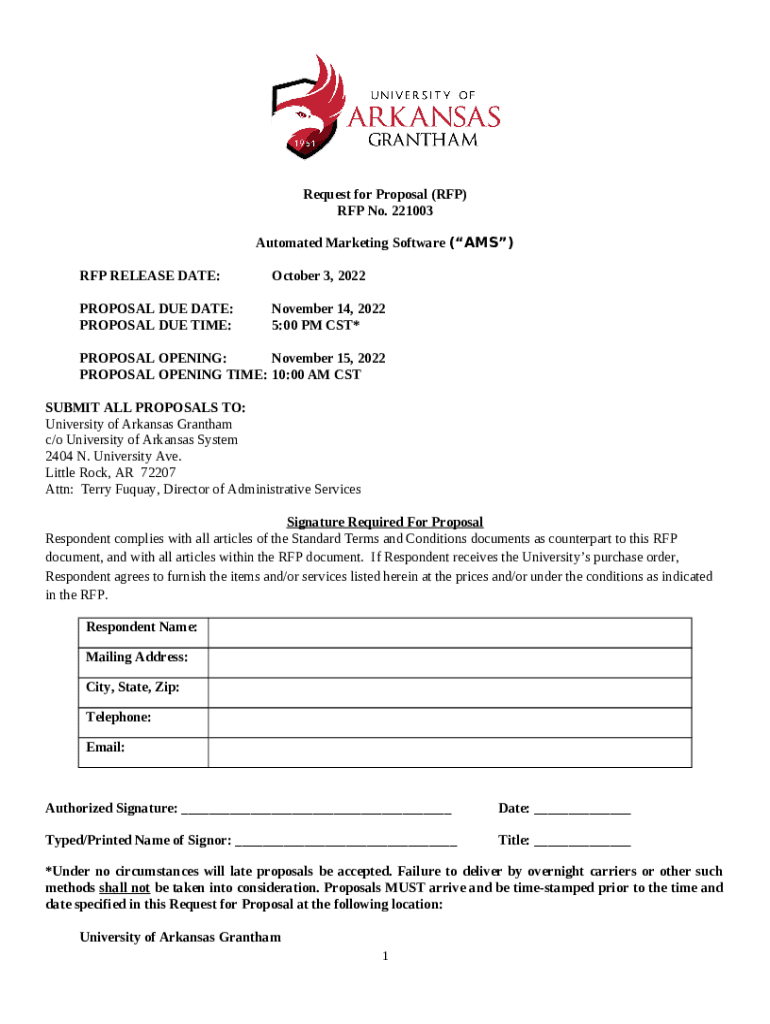 Marketing RFP Guide: How-To, Examples, Samples, Templates - RFP360Free ...