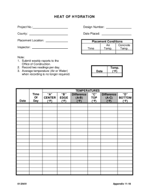 Fillable Online Blank Heat of Hydration Form Fax Email Print - pdfFiller