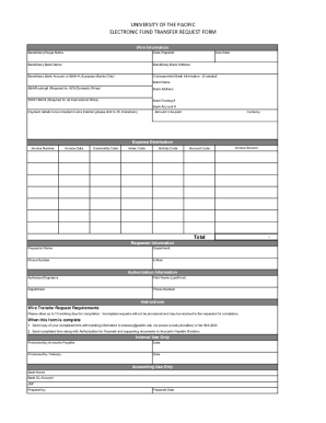 Fillable Online EFT Request Form.pdf - University of the Pacific Fax ...