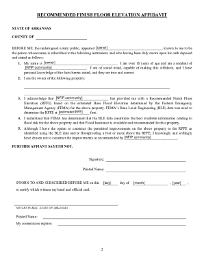 Fillable Online RECOMMENDED FINISH FLOOR ELEVATION AFFIDAVIT This form ...
