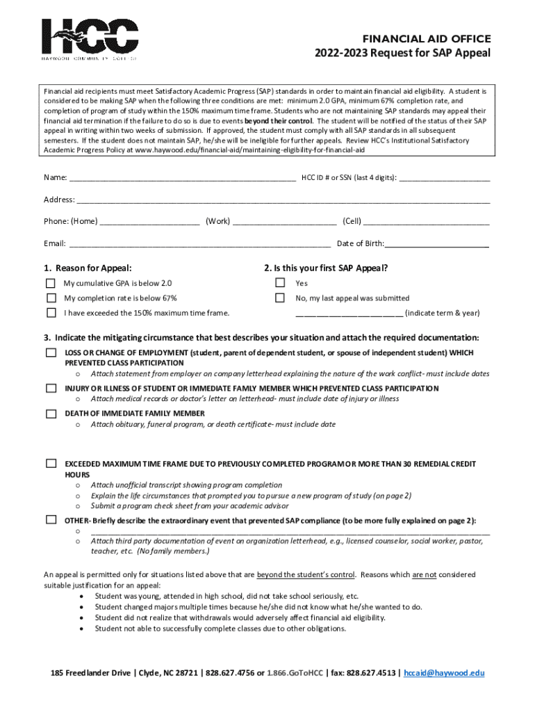 Fillable Online Financial Aid: Satisfactory Academic Progress (SAP) for ...