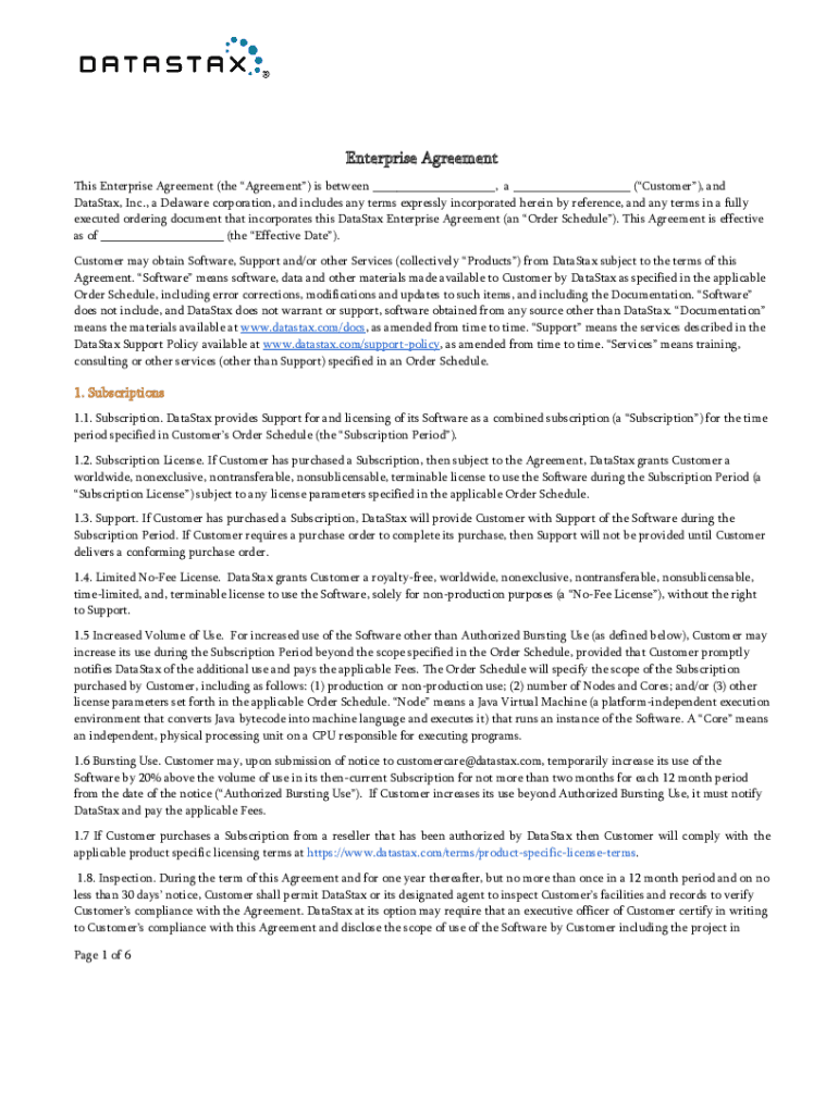Fillable Online Enterprise Agreement: DefinitionEnterprise ...