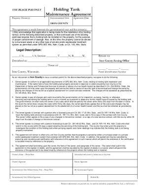 Fillable Online HOLDING TANK AGREEMENT USE BLACK INK ONLY - Douglas ...