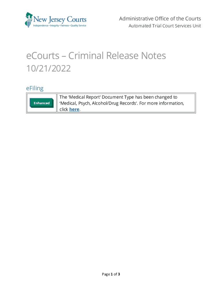 Fillable Online eCourts Criminal Release Notes Fax Email Print - pdfFiller