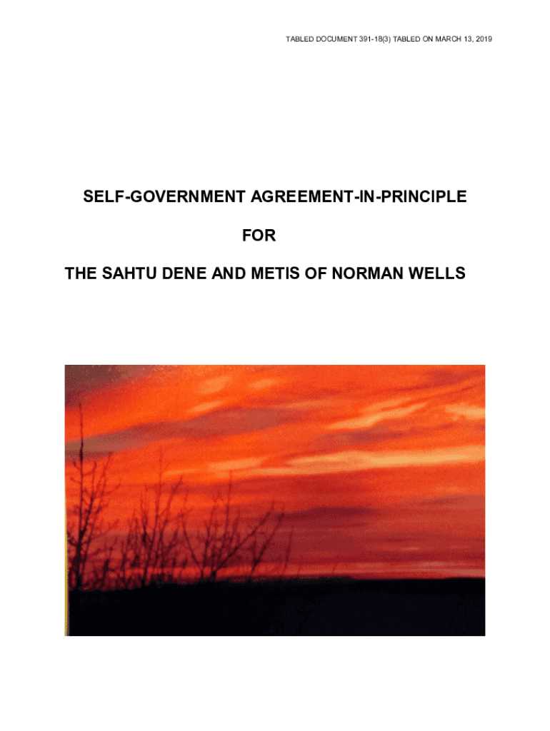 Fillable Online Self-Government Agreement-in-Principle for Sahtu Dene ...