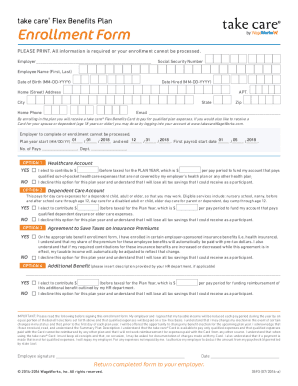 Fillable Online Get Take Care Flex Benefits Plan Enrollment Form - US ...