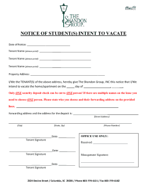 Fillable Online Notice of Intent to Vacate - Template - Word & PDFNotice to Vacate: Everything ...