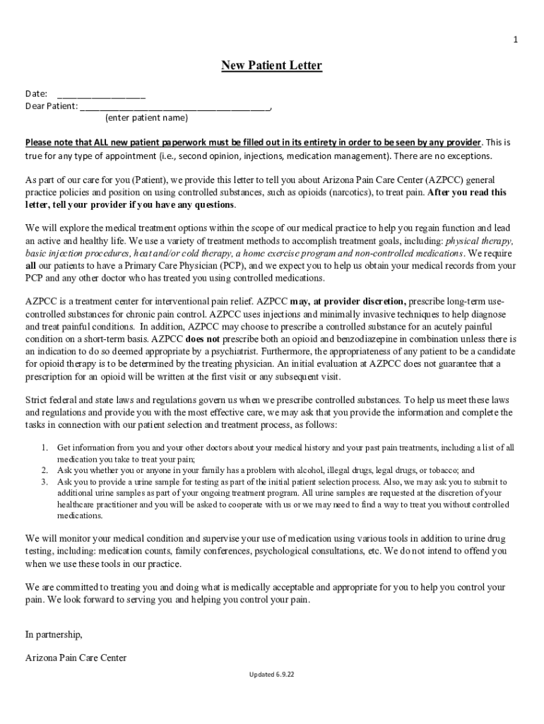 Fillable Online writolay.comnew-patient-welcome-letterNew Patient ...