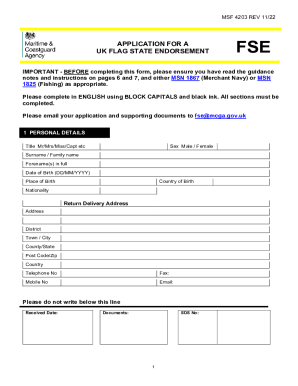 Fillable Online ukcoc.infilesCECAplicationFormMSF4203APPLICATION FOR A ...