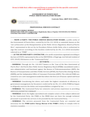 Fillable Online NEPR contract template for EE studies.docx Fax Email ...