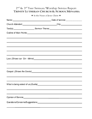 Fillable Online Sermon/Worship Report Form Fax Email Print - pdfFiller