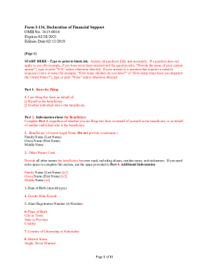 Fillable Online I-134 Affidavit of Support and Proof of Financial ...