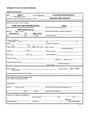 Fillable Online INSTRUCTIONS FOR COMPLETING REQUEST FOR LIVE SCAN ...