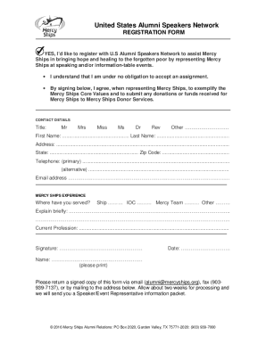 Fillable Online Speaker's Network Registration Form Fax Email Print ...