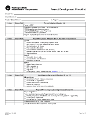 Fillable Online wsdot wa DOT Form 140-552 Project Development Checklist ...